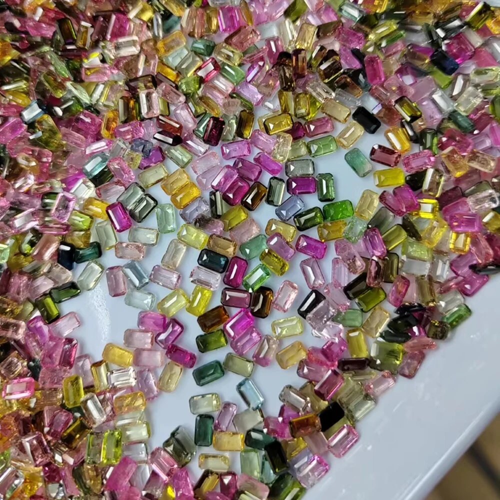 50 шт./лот 3X5 мм цвета изумруды натуральный турмалин свободный драгоценный камень для DIY кольцо ювелирные изделия DIY гравировка