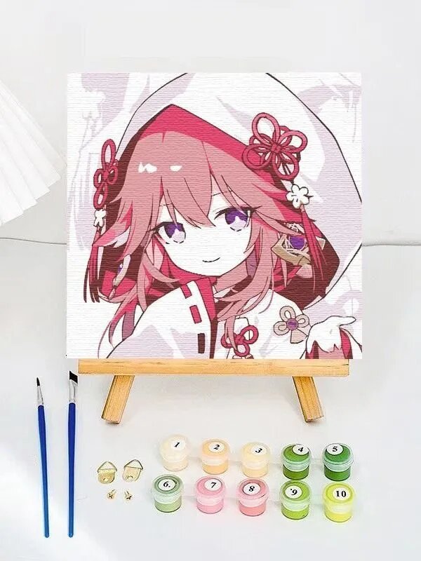 Картина по номерам, Геншин Импакт Яэ Мико / Yae Miko Genshin Impact, Декоративная роспись 20x20см