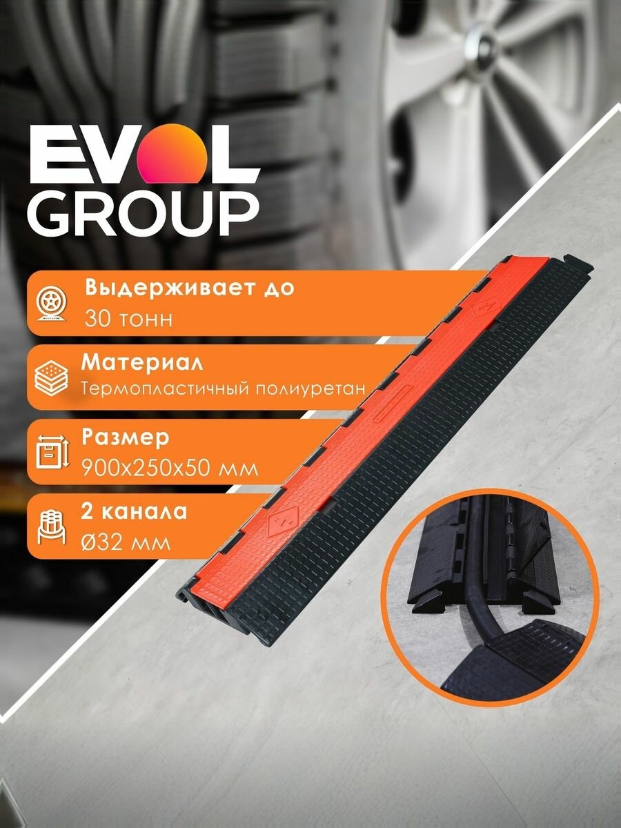 Кабельный мост 2 канала (32х32 мм). Трап полиуретановый термопластичный усиленный 30 тонн (ТПУ) Cable Shell SE (лучше резины и композита)