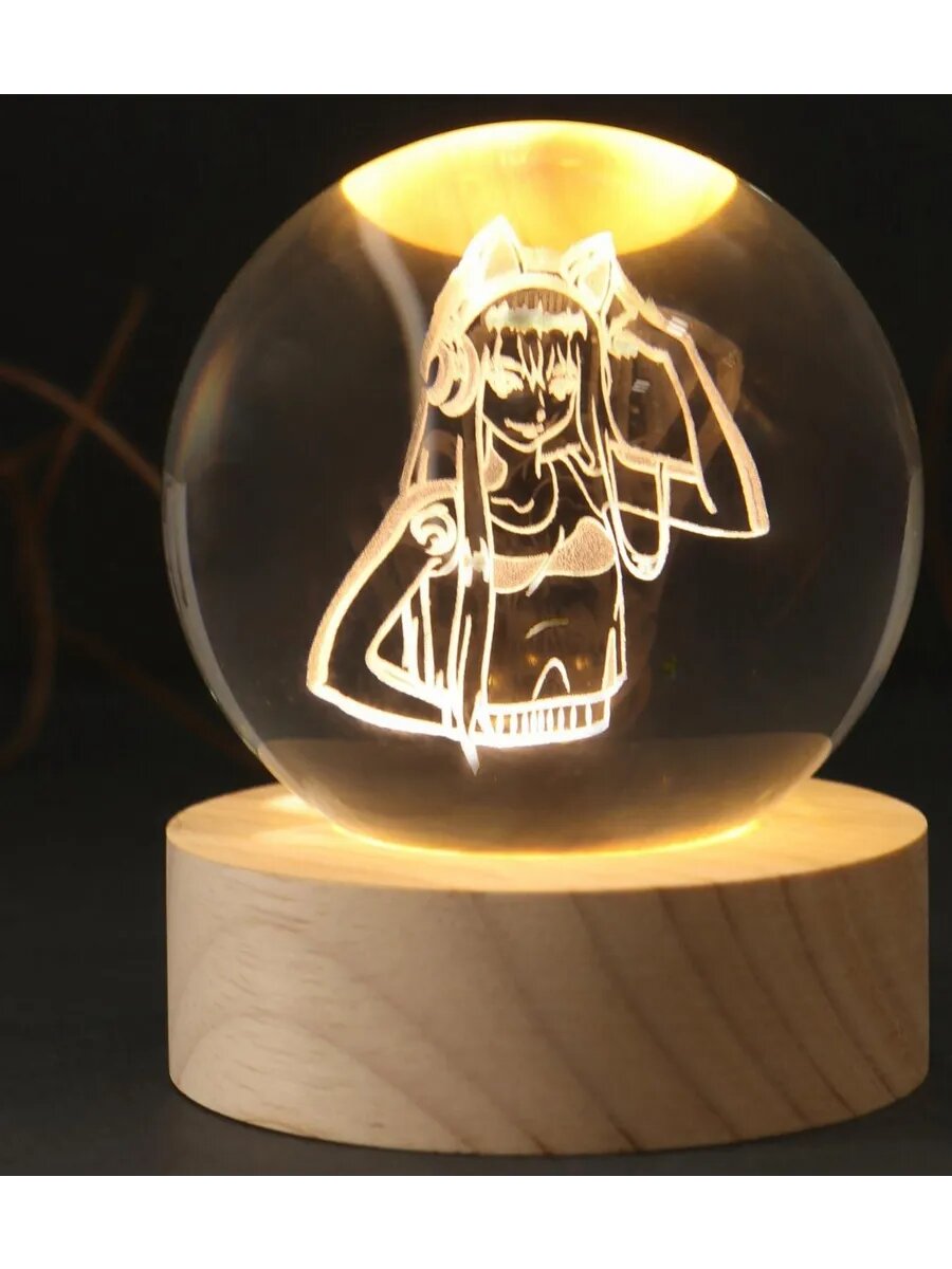 Ночник детский светодиодный стеклянный шар Аниме