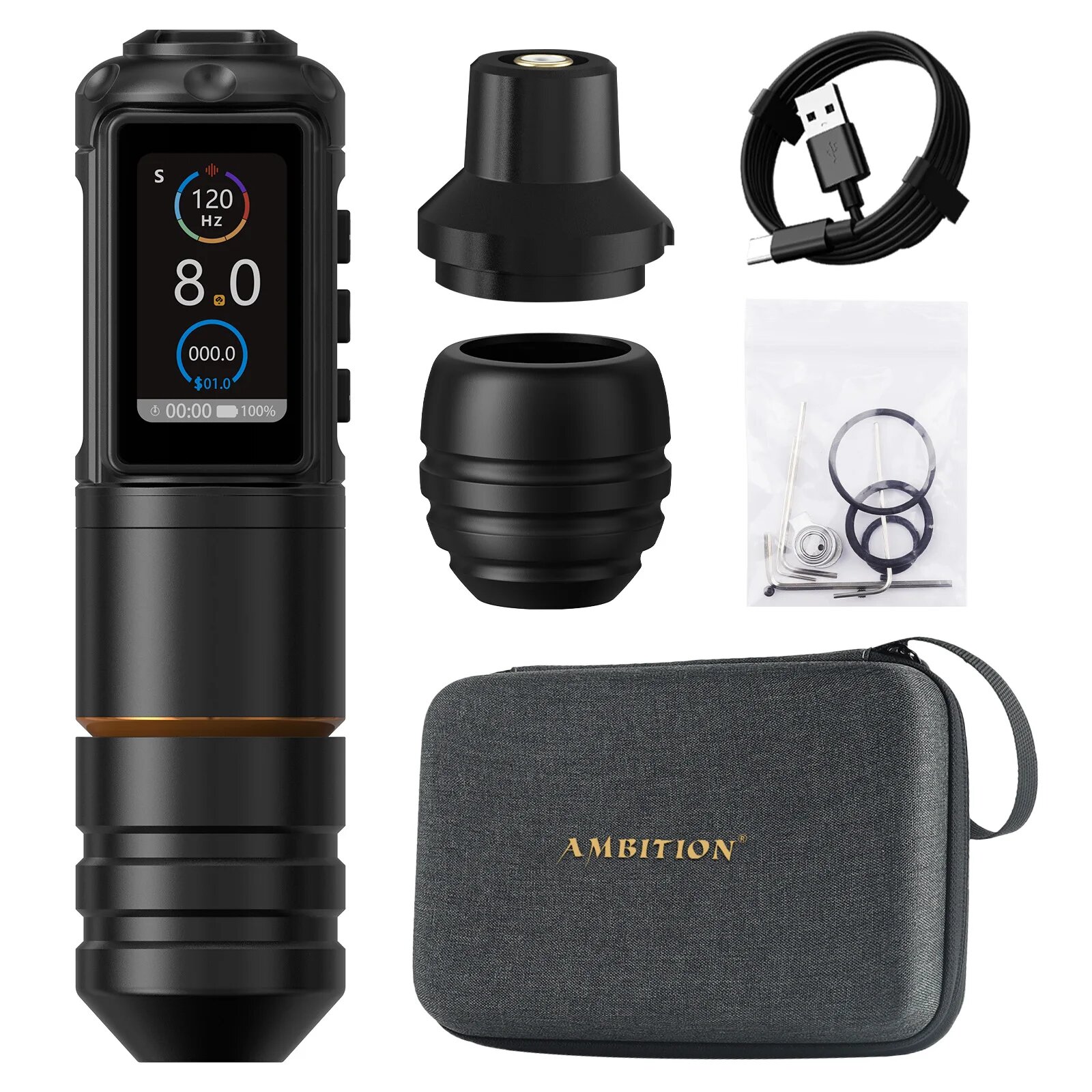 Ambition Ninja Pro+ тату-машина, Gold, 1 battery