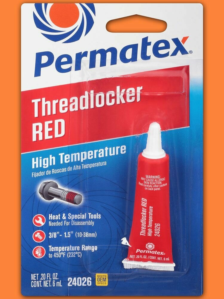 Термостойкий Фиксатор Резьбы 10-25 мм Красный PERMATEX 24026 Сильной фиксации клей для резьбы/