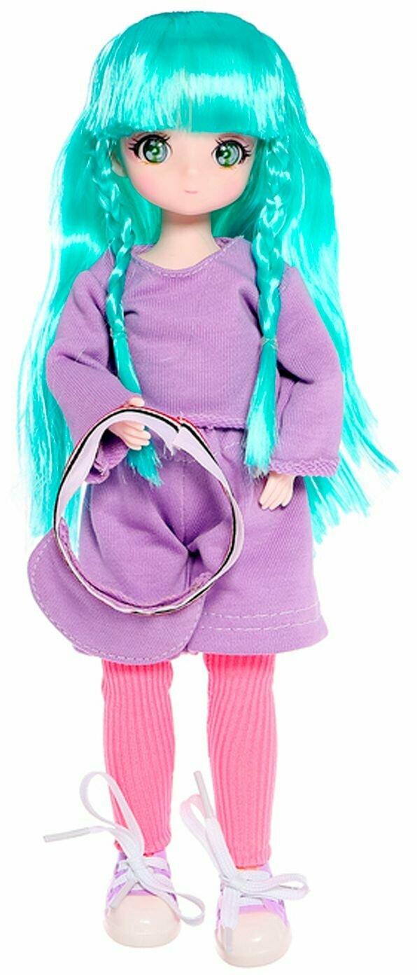 Детская модельная кукла "Крутая малышка" в костюме и козырьке, шарнирная с подвижными руками, пластиковая куколка для девочки, длинные голубые волосы для причёсок, высота 29 см