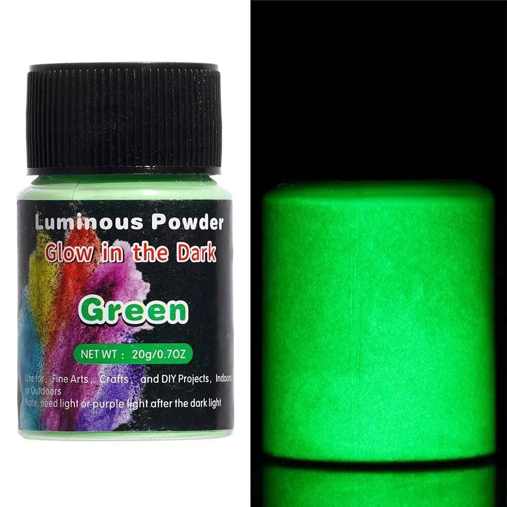 Люминофор порошок светящиеся в темноте светящийся 20 гр, цвет зеленый