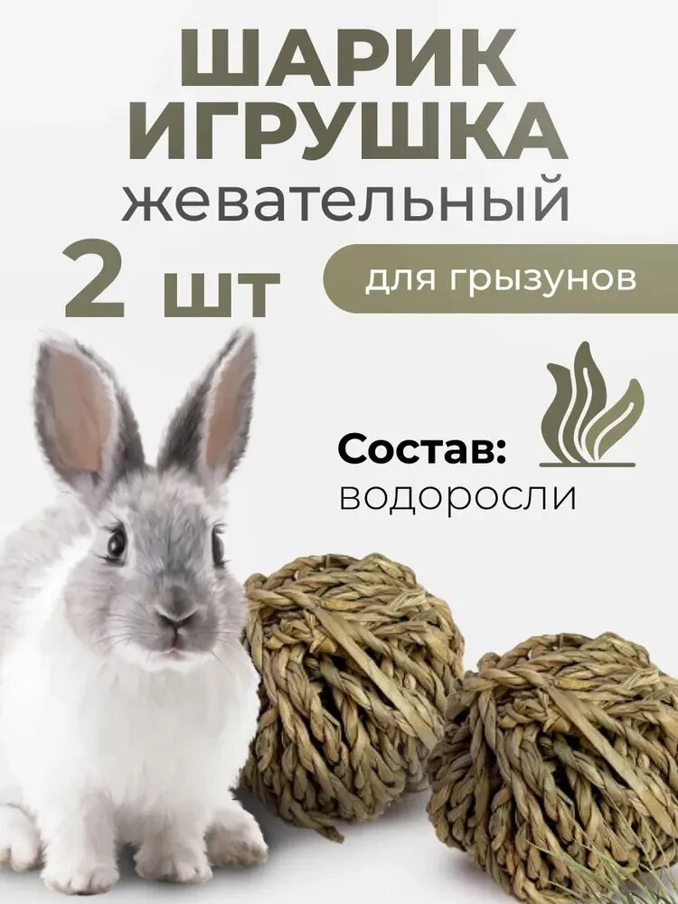Травяной шар для грызунов 2 шт, игрушка-лакомство из тимофеевки, шар для сточки зубов, натуральная погрызушка для кролика и морской свинки, сено