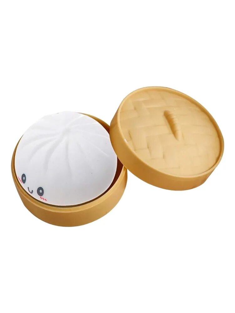 Гигантский антистресс Пельмень с пароваркой: огромная мягкая игрушка для снятия тревоги, сенсорной игры (подарок)