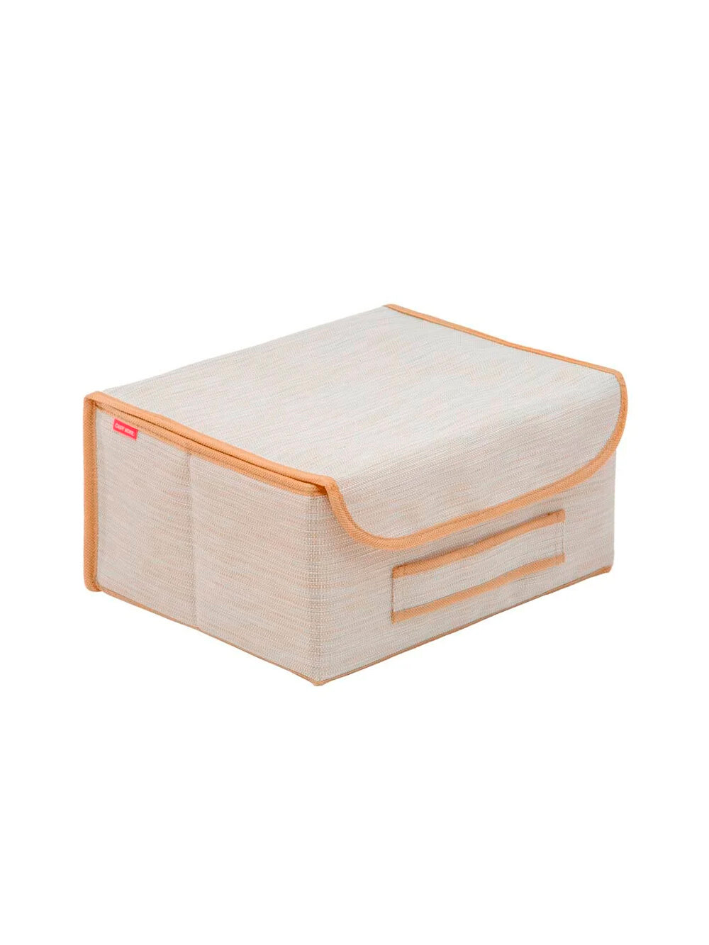Коробка для хранения Casy Home Лен с крышкой 35x28x18см бежевая