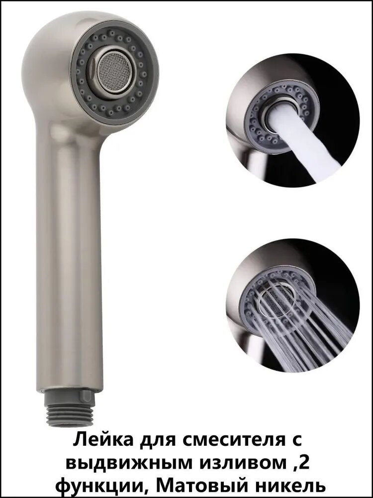Лейка для кухонного смесителя (выдвижная) 2-х режимная, парикмахерская лейка ROBERN F26 1BN, насадка для душа животных, Матовый никель