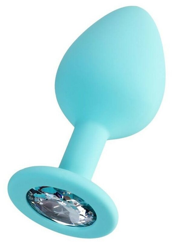 Мятная анальная втулка Brilliant с прозрачным кристаллом - 8 см. (арт. 219576)