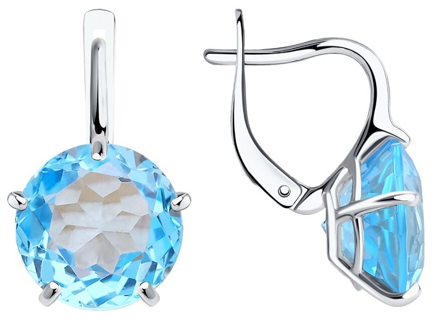 Серьги, белое золото, 585 проба, топаз