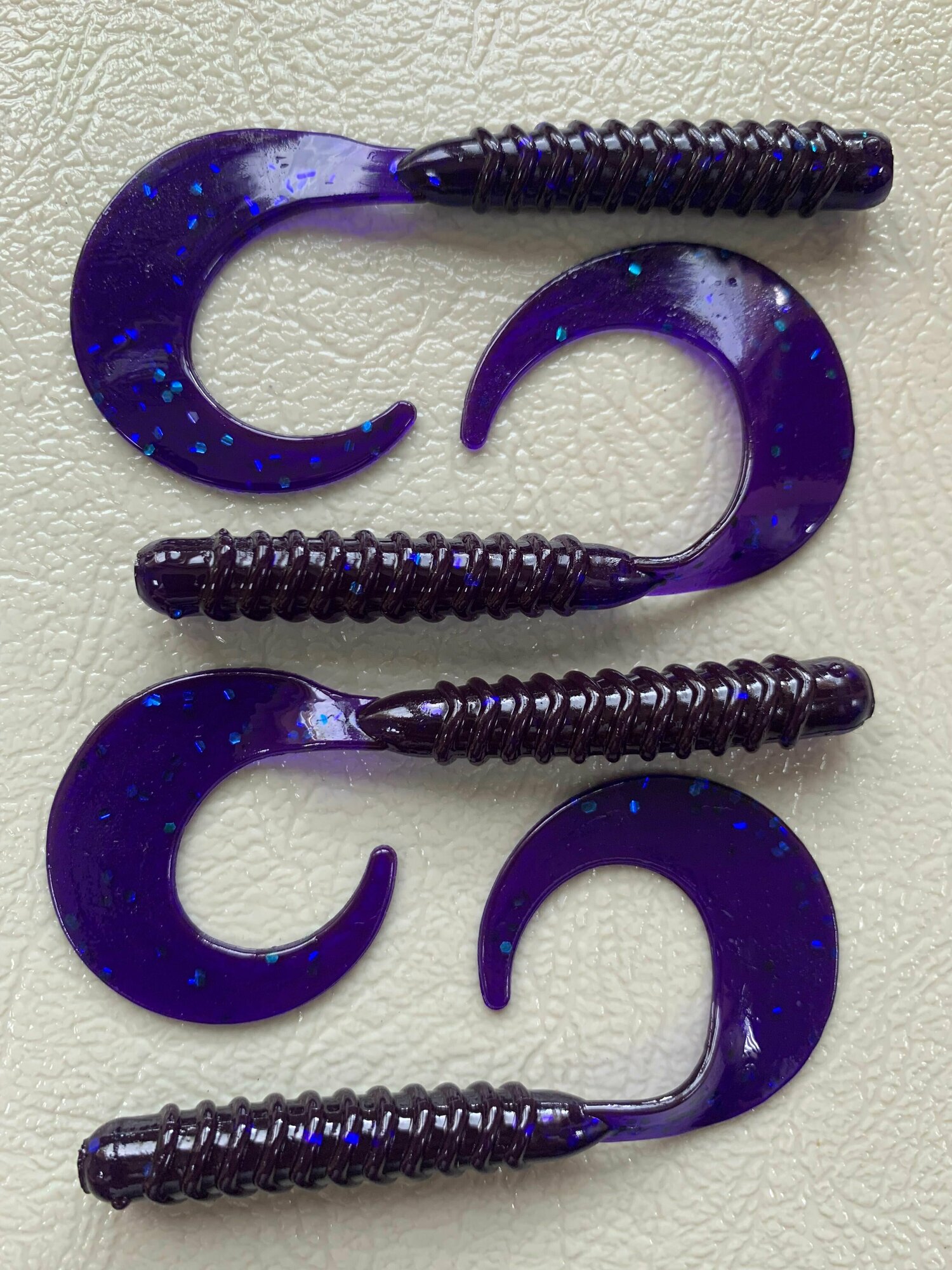 Мягкая силиконовая приманка Твистер (Tail Grub) 7.6 см 8шт Фиолетовый (Violet).