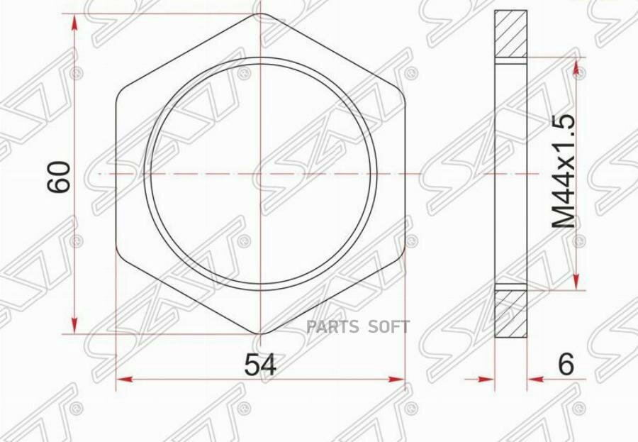 Гайка FR ступицы TOYOTA DYNA/TOYOACE/GRANVIA/GRAND/LITE/HIACE/LAND CRUISER 100/LEXUS LX470 SAT ST-43521-60011 | цена за 1 шт