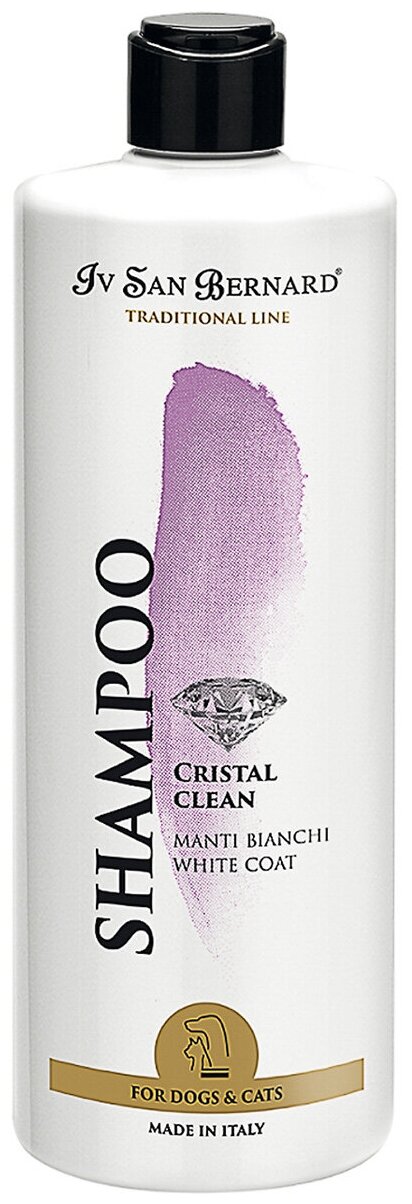 IV SAN BERNARD TRADITIONAL LINE CRISTAL CLEAN SHAMPOO шампунь для устранения желтизны шерсти для собак и кошек (500 мл)