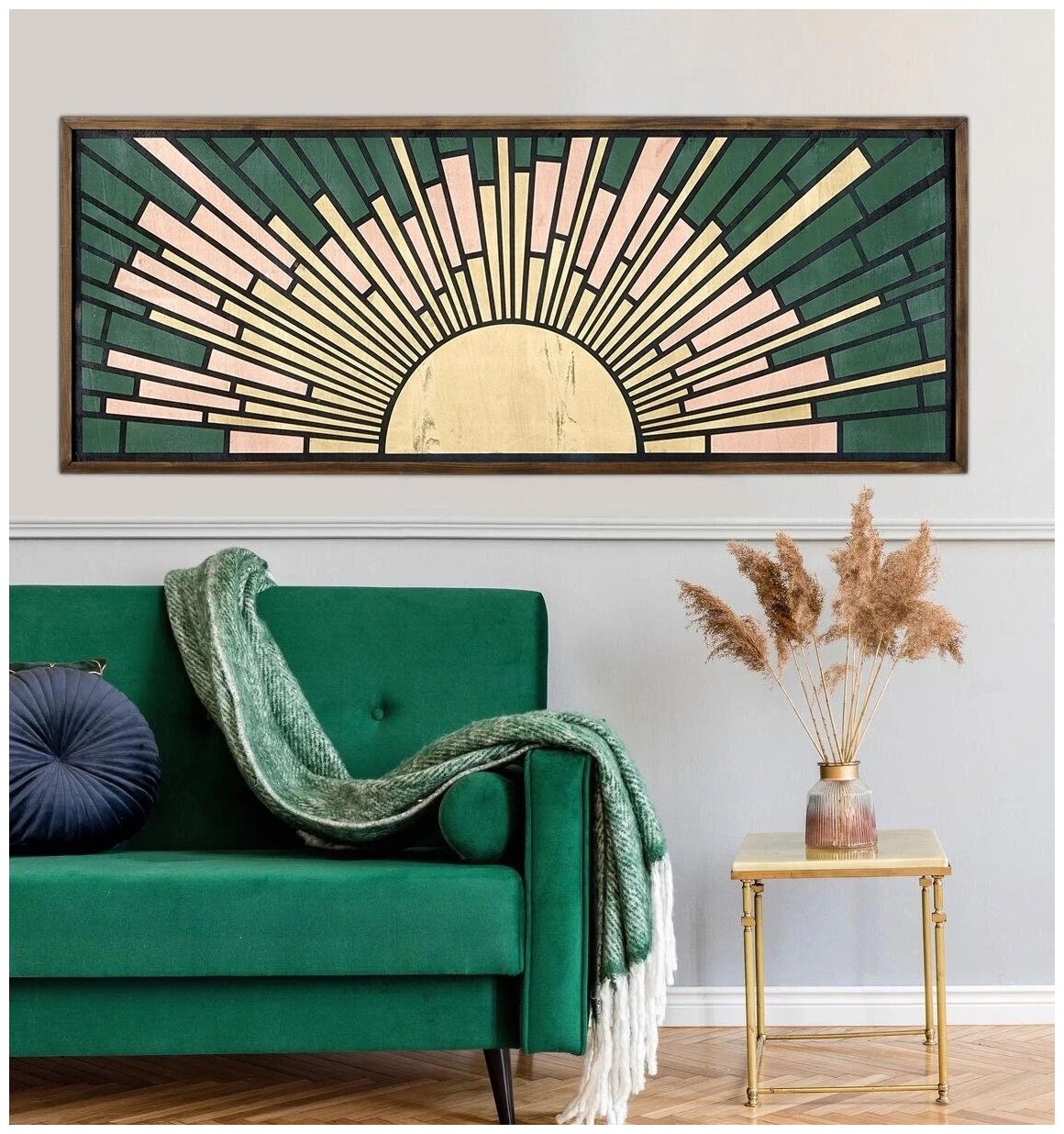 Настенное панно/декор из дерева для дома и офиса Закат в стиле Бохо