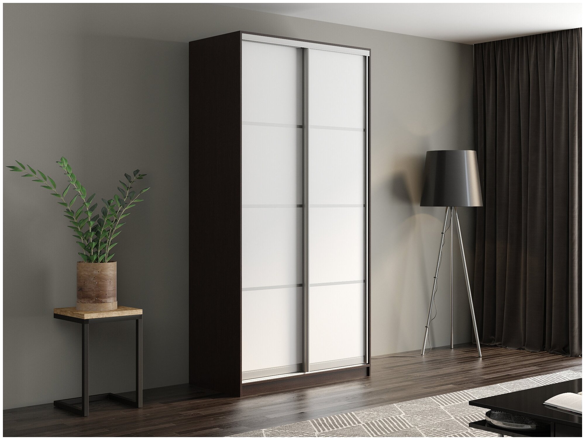 Шкаф купе Матэрна для одежды венге / белый / глухой, 140 х 58 х 240 см