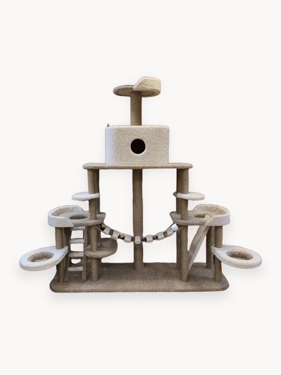 Игровой комплекс для кошек, Моя Котя, домик для кошки, "Пирамида Хеопса", с гамаками и джутовым