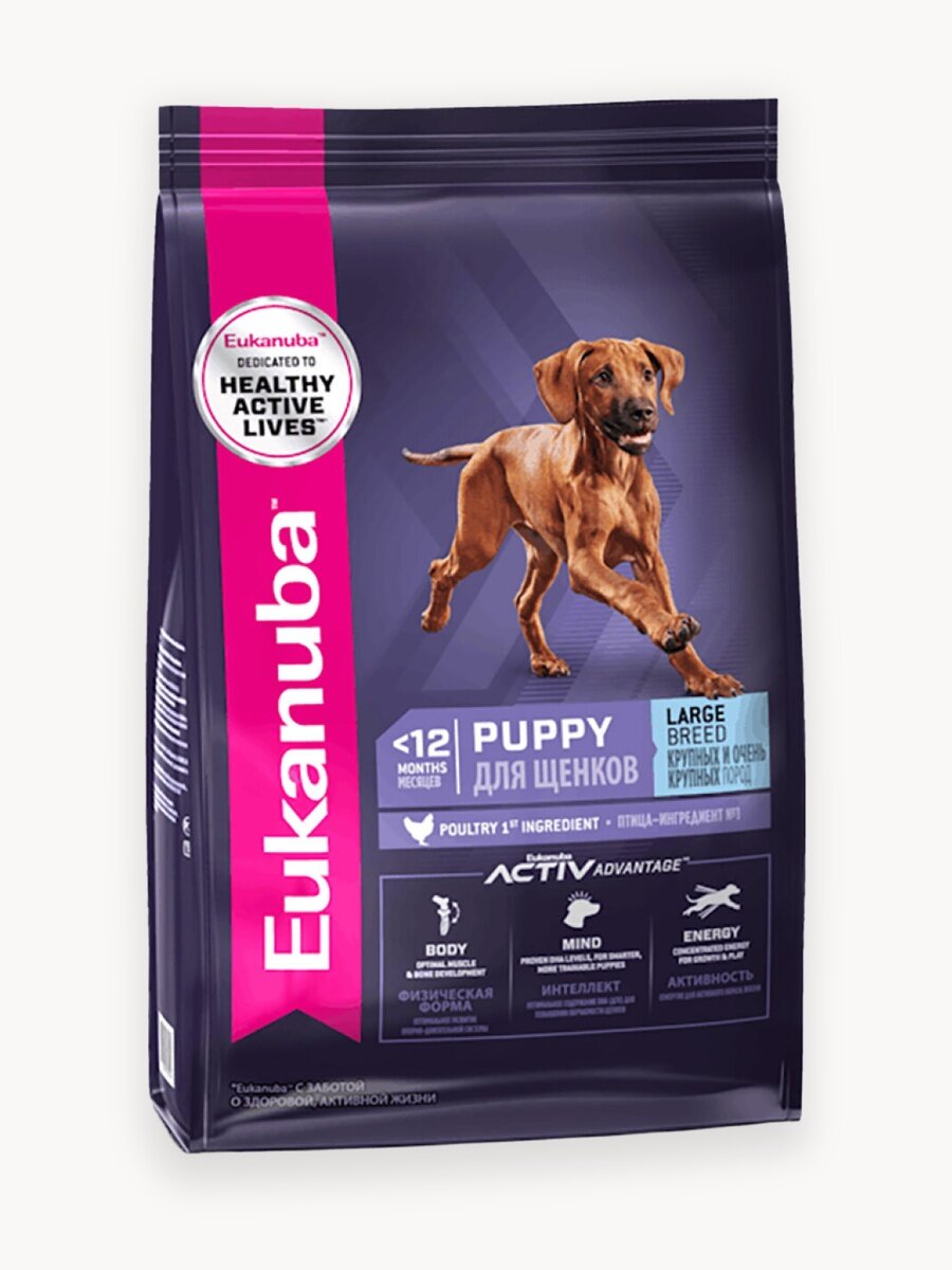 Сухой корм для щенков Eukanuba Puppy Large Breed для крупных пород, 3 кг