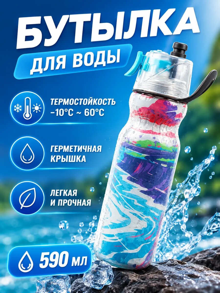 Бутылка O2COOL с распылителем 591 мл 1 шт.