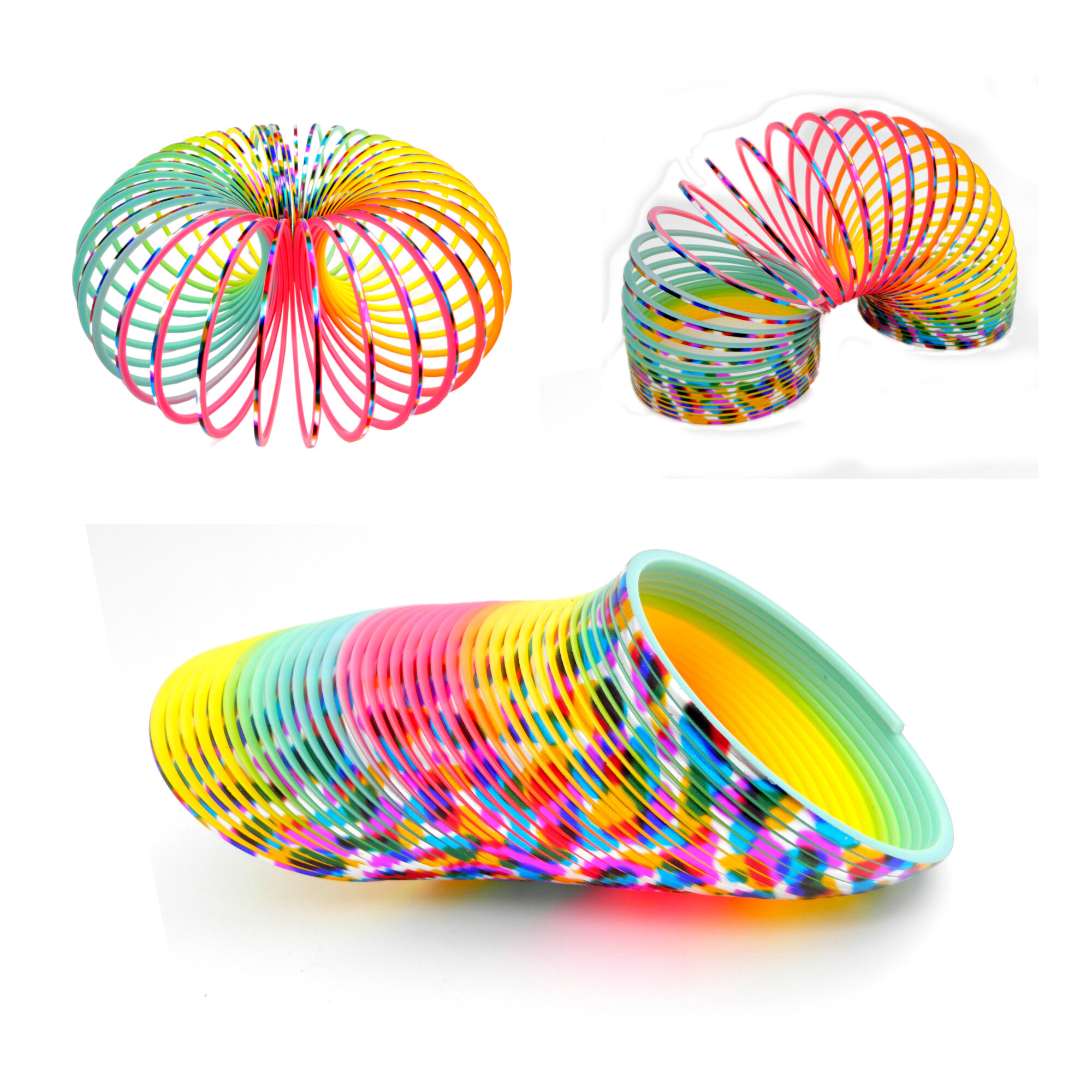 Пружинка Радуга большая 10 на 7,5 см. Игрушка антистресс Голографическая спираль Slinky