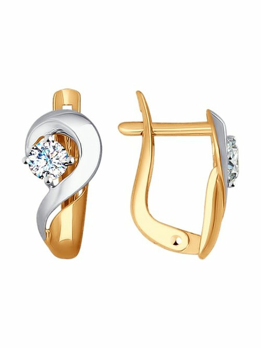 Серьги, красное золото, 375 проба, фианит