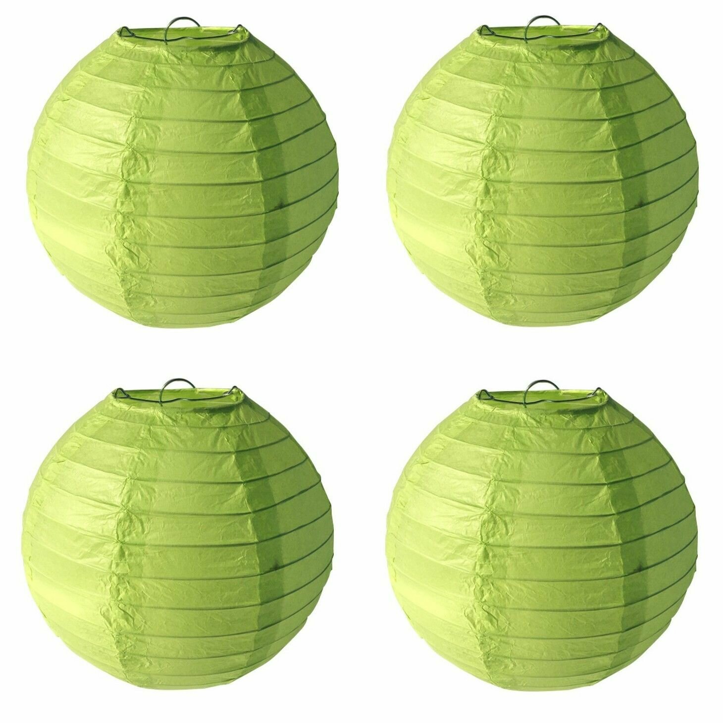 Набор подвесных бумажных фонариков цвет лаймовый, диаметр 15 см, 4 шт
