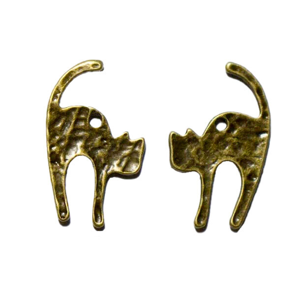 Подвеска, 27х16мм, кошка с выгнутой спиной, базовый материал - цинковый сплав, бронзовая, 5 шт.