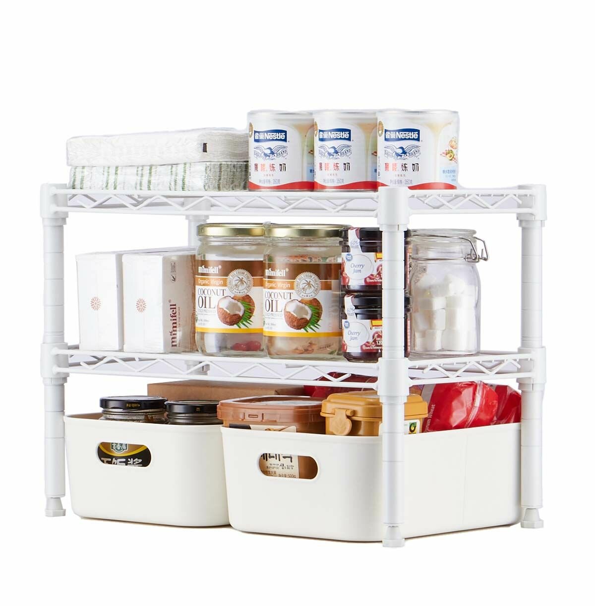 Этажерка, полка настольная металлическая 34х24х32 см. с регулированием по высоте на кухню, подоконник и стол