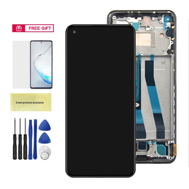 Дисплей для Xiaomi Mi 11 Lite, ЖК-дисплей, преобразователь сенсорного экрана в сборе, 6,55 дюйма, экран для Xiaomi Mi 11 Lite 5G с рамкой