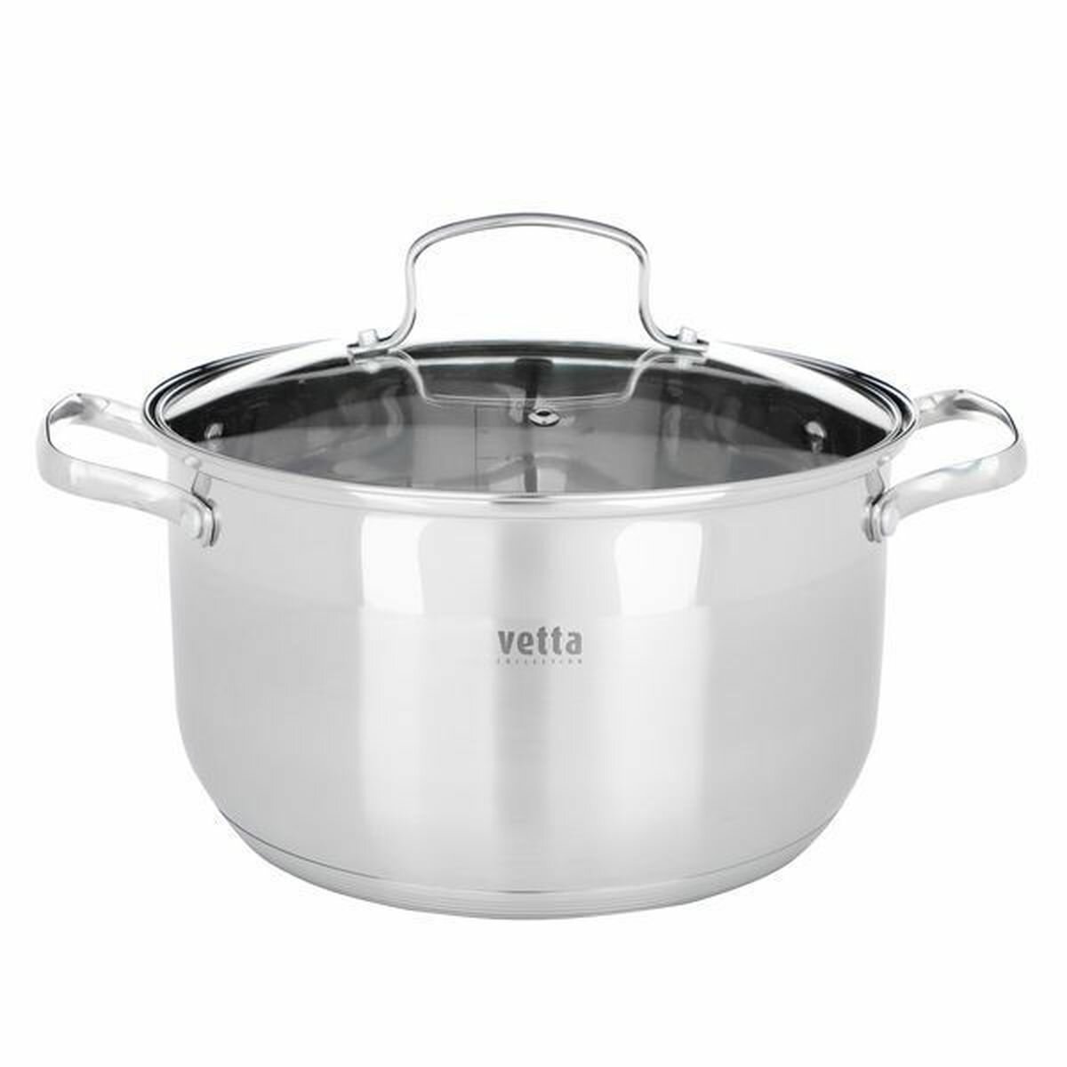 Кастрюля 6,1л "Берн" стеклянная крышка, индукция Vetta