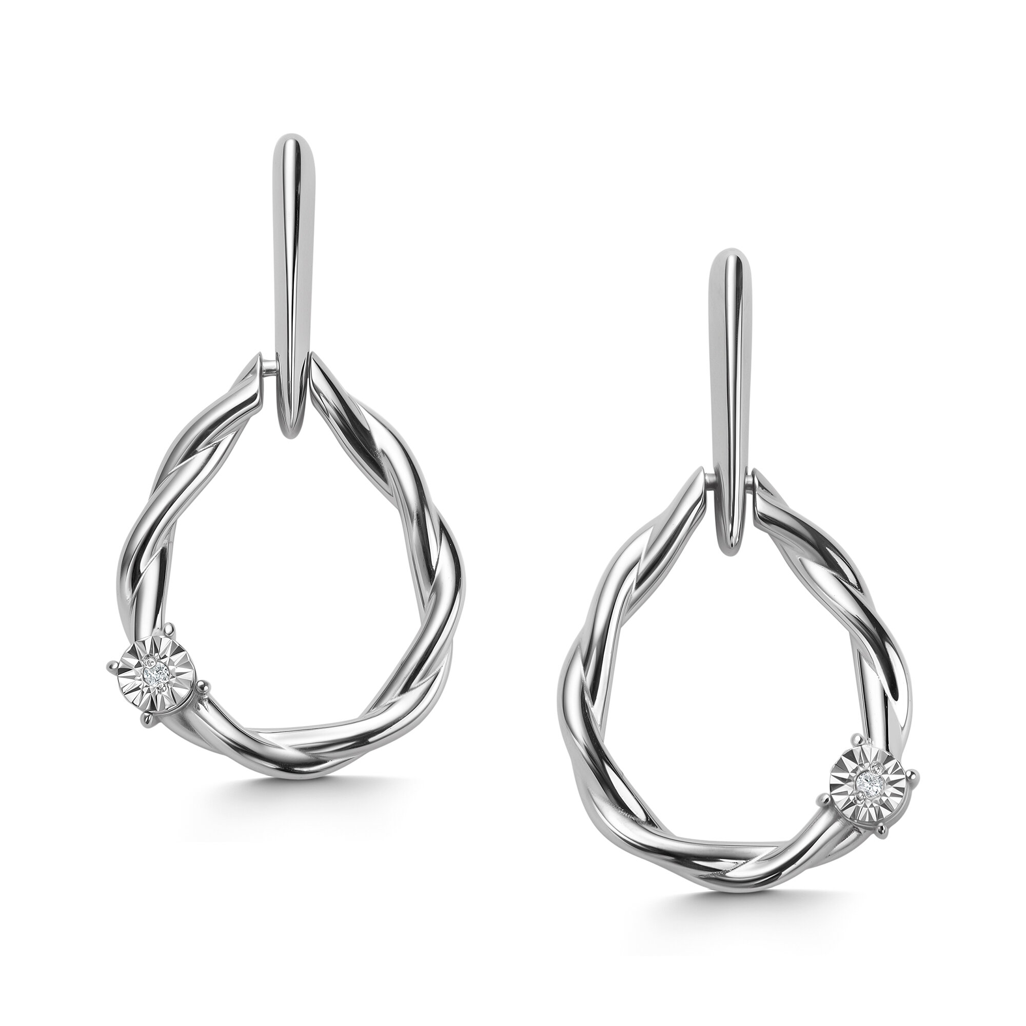 Серьги с подвесками Diamant online, серебро, 925 проба, родирование, бриллиант