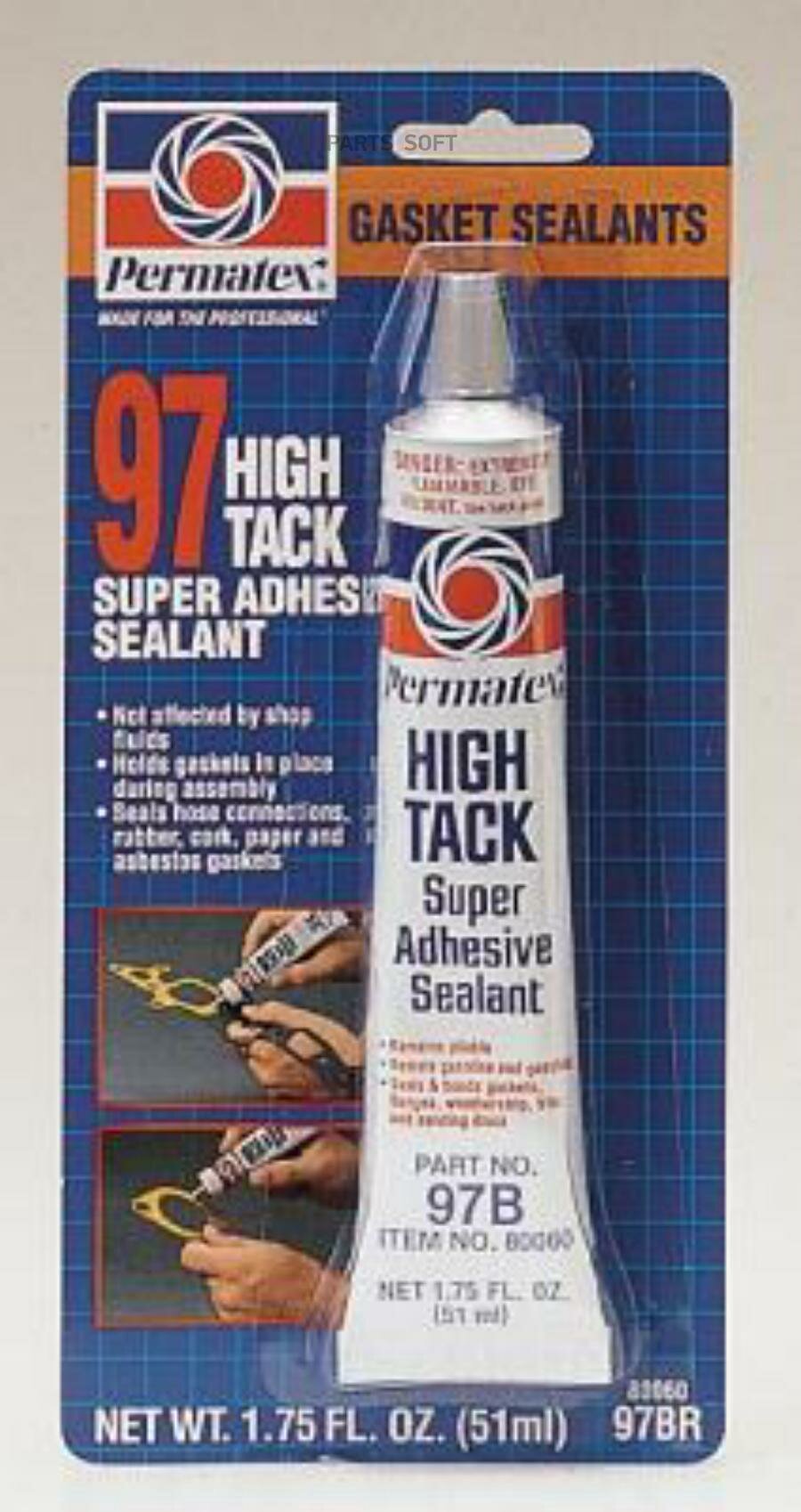 Герметик Клей-герметик для усилинеия прокладокХАЙ ТЭК Permatex High Tack Gasket Sealant 51 мл (блистер). PERMATEX 80060 | цена за 1 шт