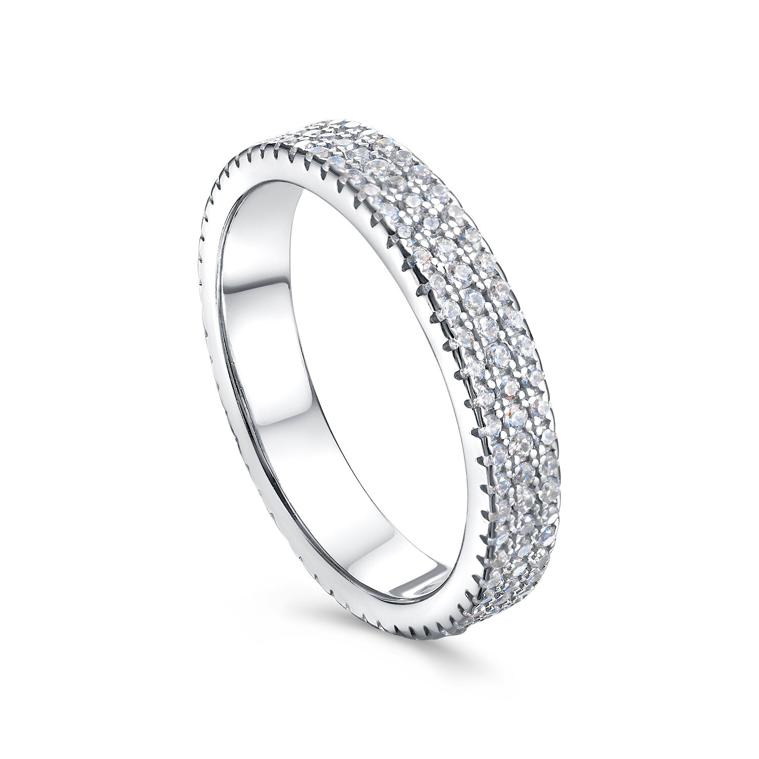 Кольцо тонкое, серебро, 925 проба, фианит