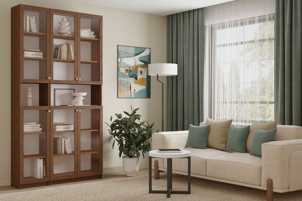 Библиотека Билли-109 Орех Экко для документов для книг для обуви для одежды для посуды шестидверный 120*237*30