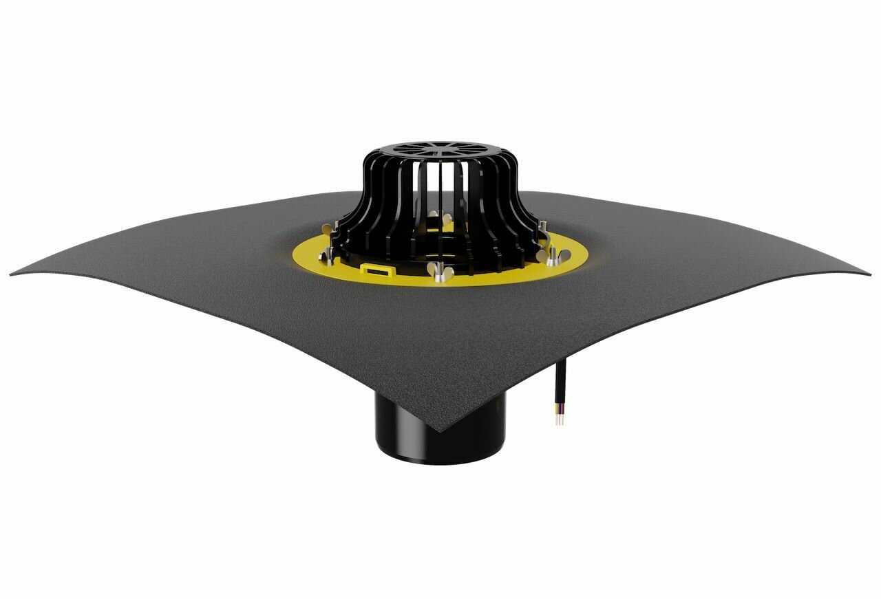 Воронка кровельная Fachmann VMO/Н 01.123 PP Дн110 с листвоуловителем, битумным полотном, электрообогревом