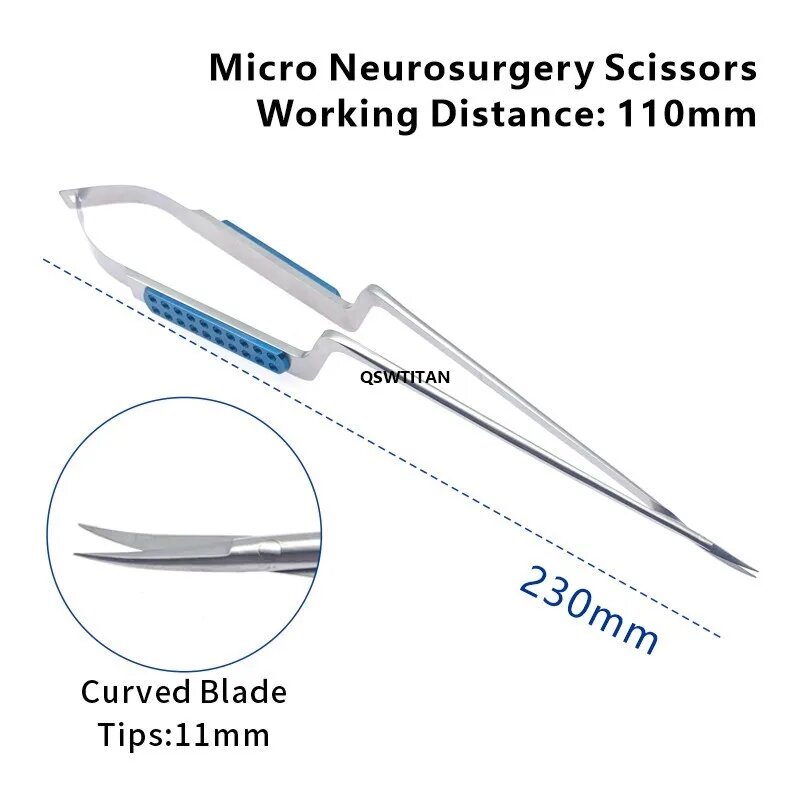 Микроножницы нейрохирургические QSWTITAN, 230мм, Curved