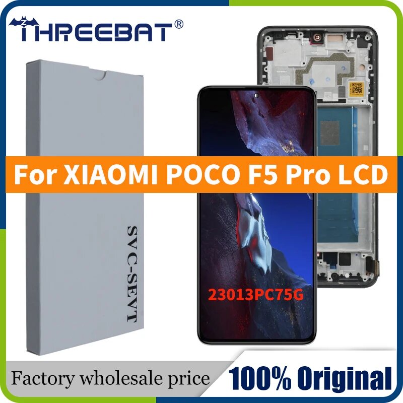 6,67 "Новый оригинальный AMOLED 120 Гц для Xiaomi Poco F5 Pro 23013PC75G F5 Pro Original White Frame