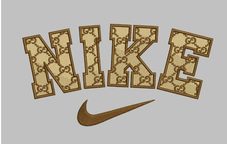 Дизайн машинной вышивки Найк+Гуччи, 3 варианта размера, 8 форматов файлов