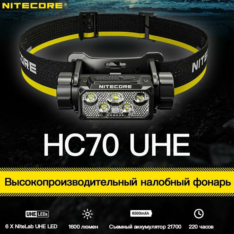 Фонарь налобный, NITECORE HC70 UHE, 1600 люмен