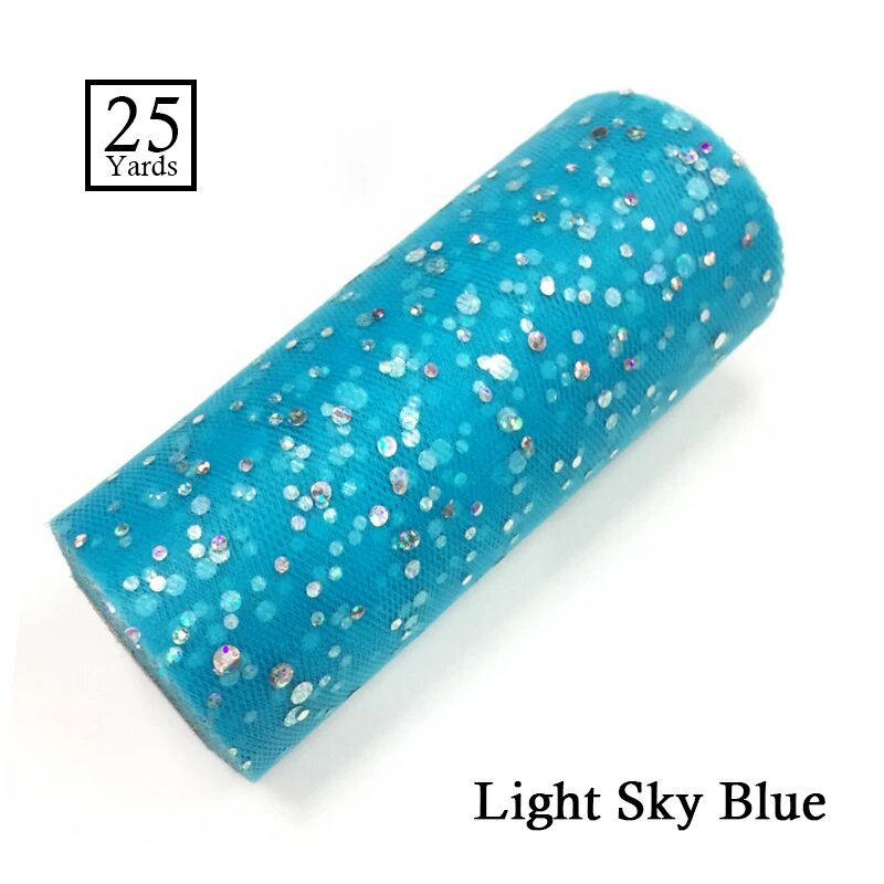 Блестящий тюль Light Sky Blue, 25 ярдов, C22