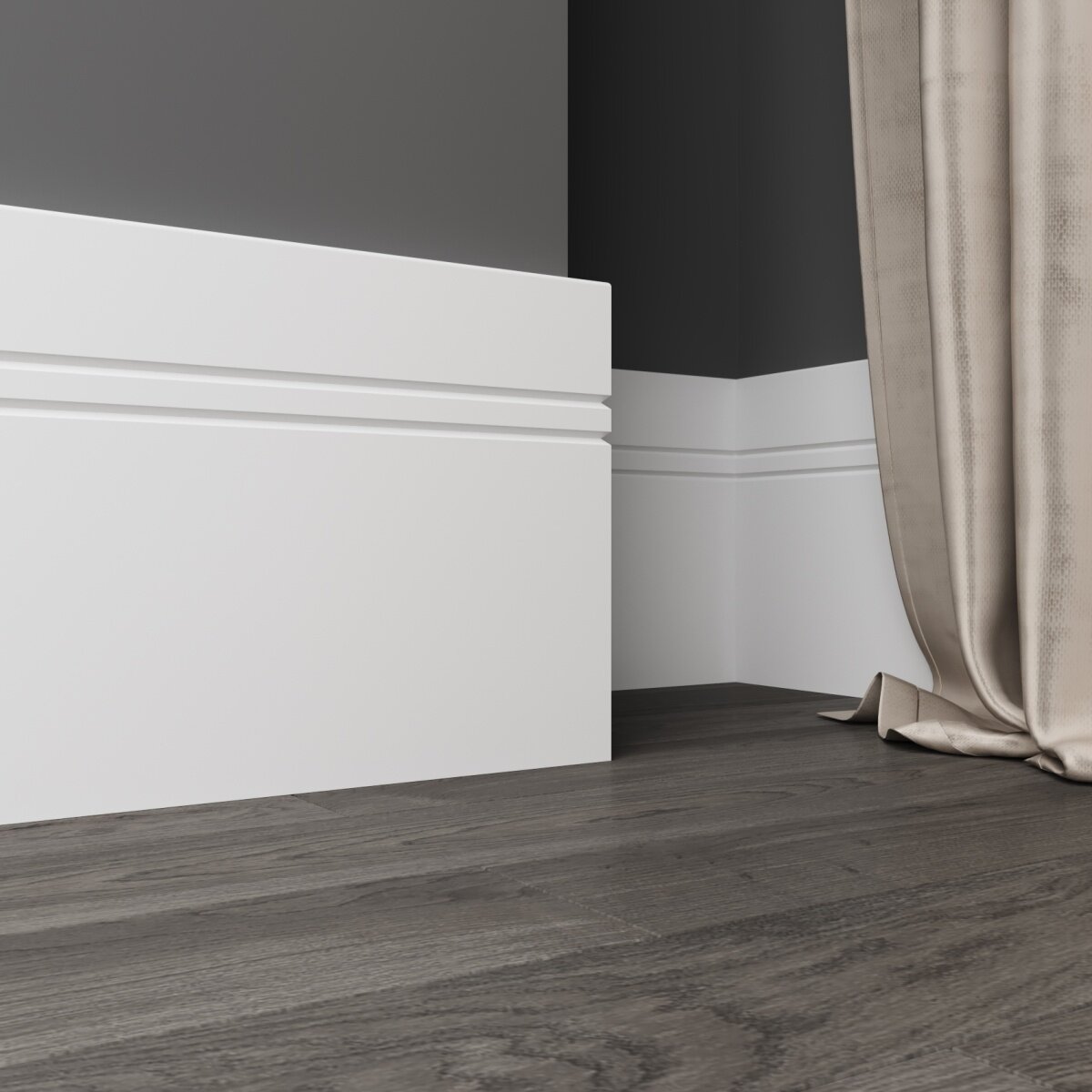 Плинтус Ultrawood BASE 5902 i, ЛДФ-декор, влагостойкий, ударопрочный, 2м, под покраску, 1 шт.