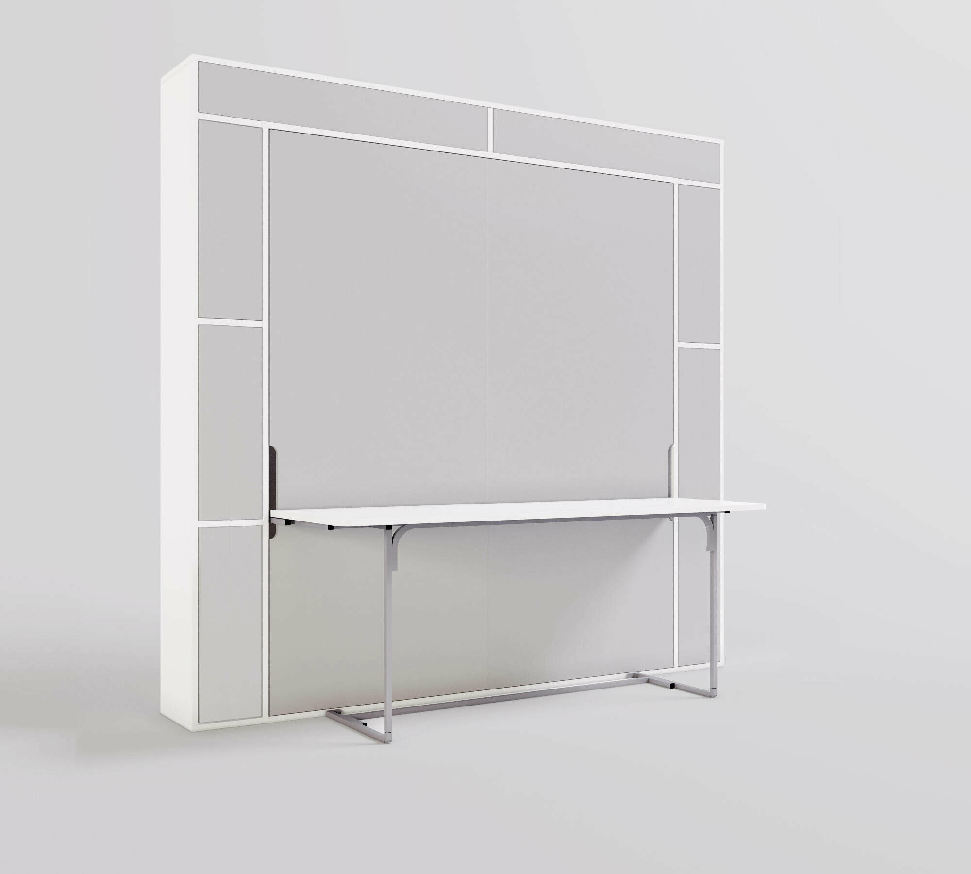 Шкаф кровать-трансформер со столом Летто Таволо 1800 Форма с расширенными полками Лайт Тренд