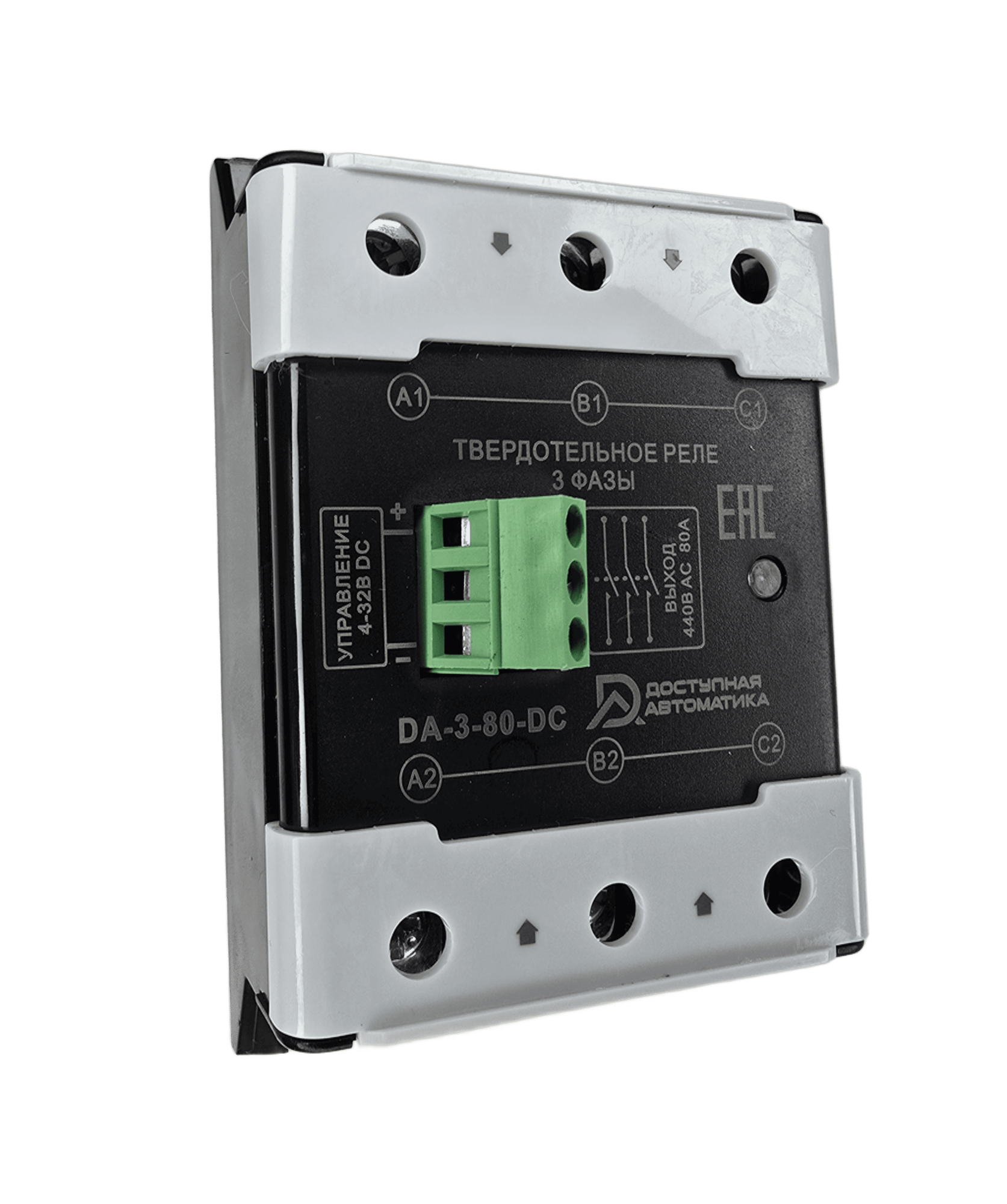 DA-3-80-DC Твердотельное реле 3 фазы 24-440В AC 80А, управление 4-32В DC