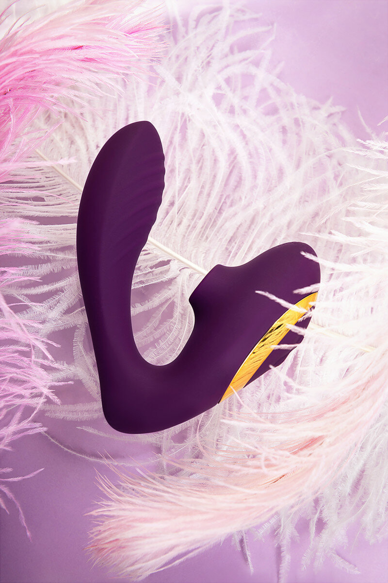 Массажер с двойной стимуляцией Dual Vibe, 10 режимов. силикон, фиолетовый, 14 см(в пакете)