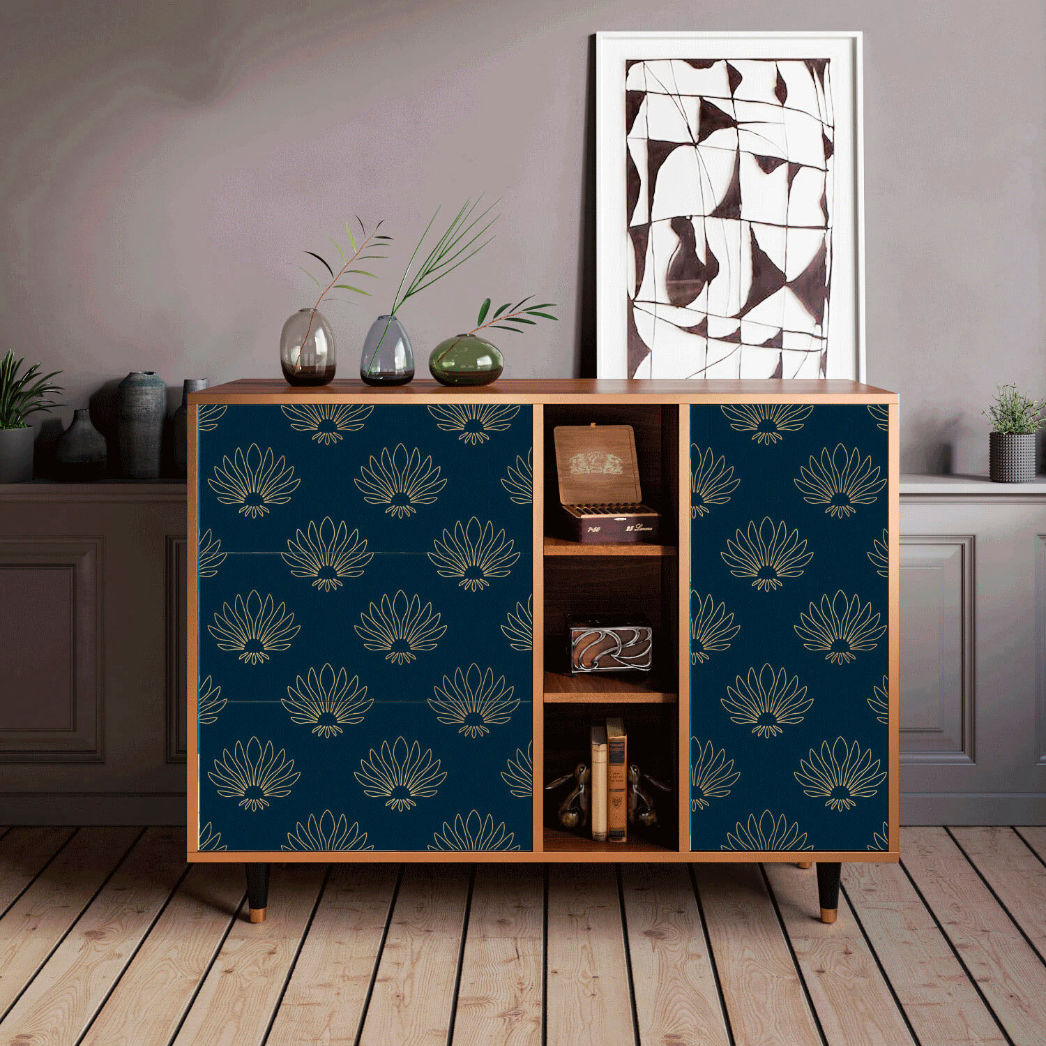 Комод - STORYZ - BS2 Blue Lotus, Разер - 125 x 97 x 48 см , Цвет корпуса - Орех