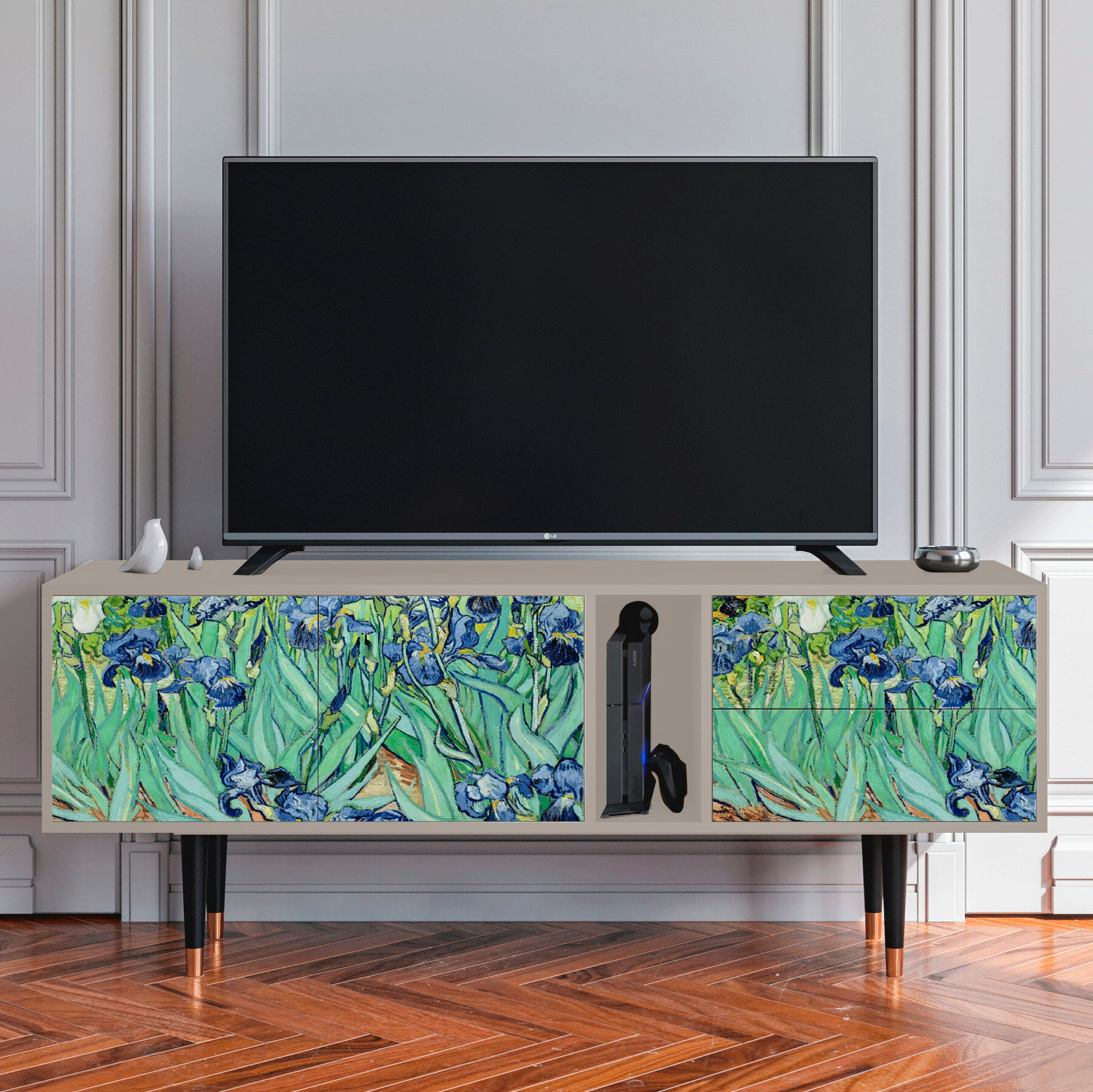 ТВ-Тумба - STORYZ - T1 Irises by Vincent van Gogh, Размер - 170 x 69 x 48 см, Цвет корпуса - , Сатин
