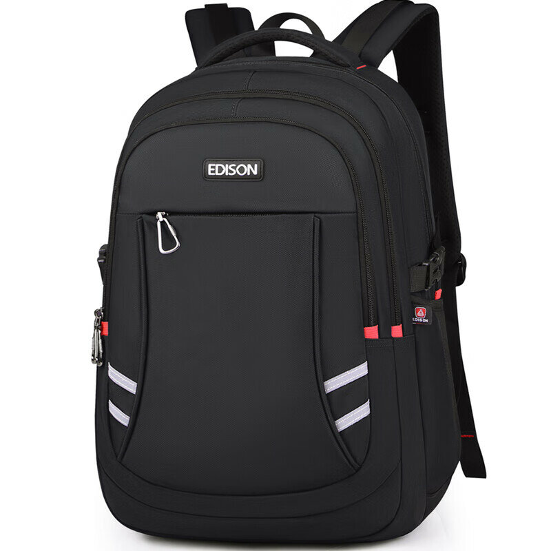Edison High School Student Backpack, Large Capacity, Reflective, Middle School Travel Backpack, K056-1G, Black