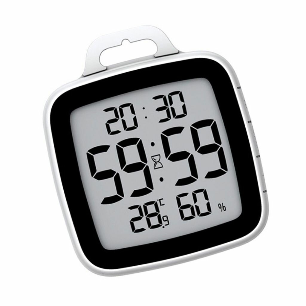 Водонепроницаемые настенные часы ванной с таймером обратного отсчета, большие мониторы влажности и температуры для
