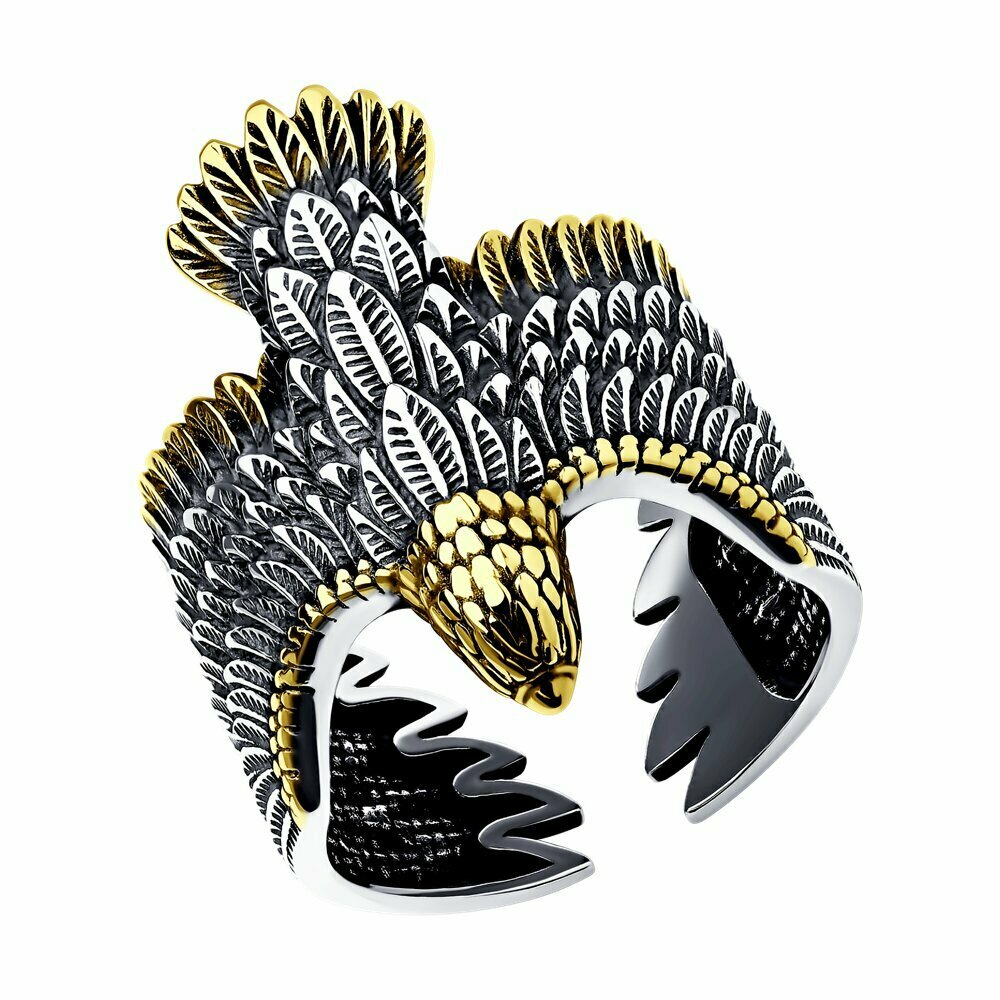 Кольцо, серебро, 925 проба, чернение