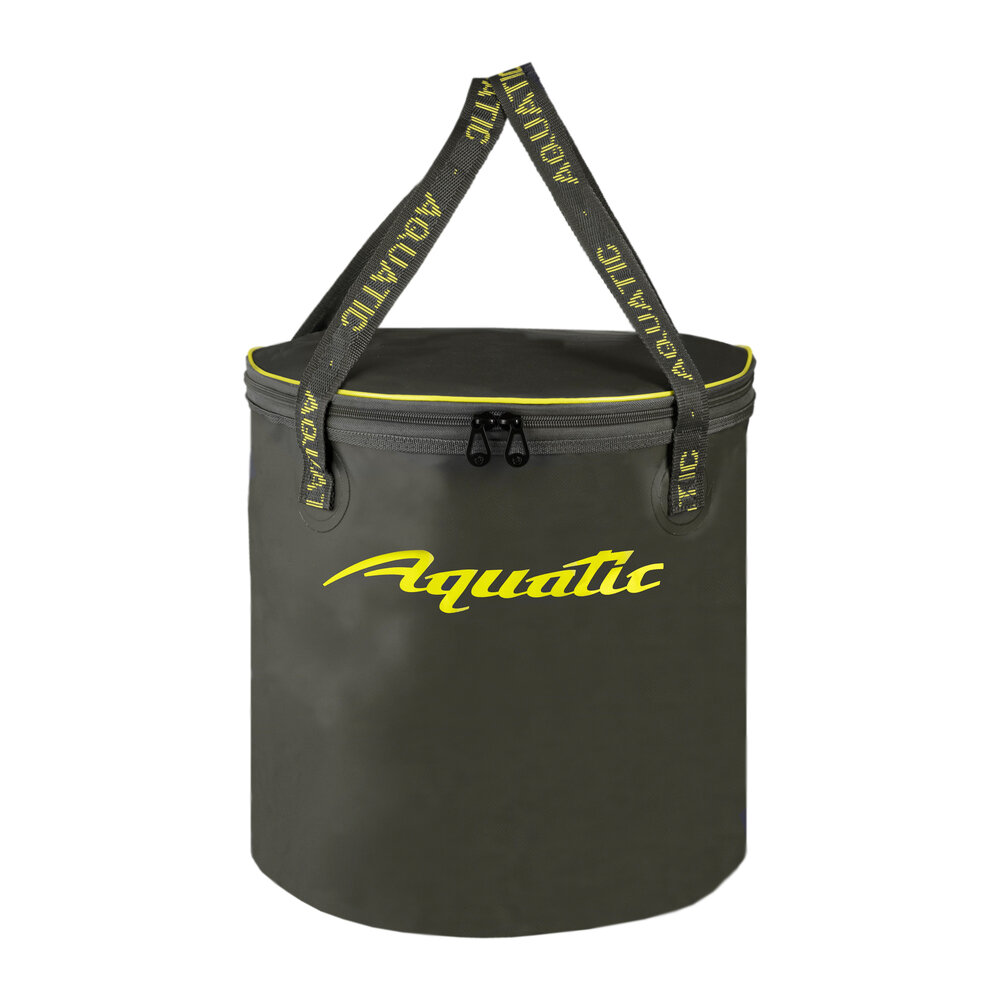 Ведро Aquatic В‑14Х 30 л хаки, герметичное, складное, с крышкой для замешивания корма и рыболовных аксессуаров из пвхпвх материалом высокой химической стойкости и морозостойкостью −15 °C.