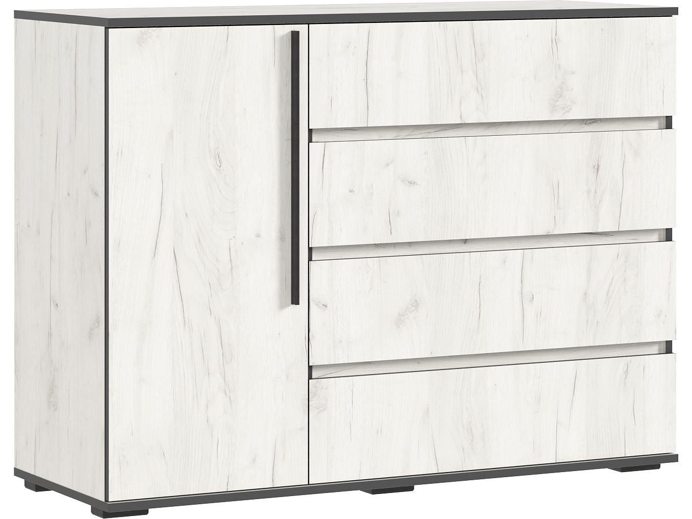 Комод 1 дверь 4 ящика (1200), в современном стиле, Дуб Крафт Белый